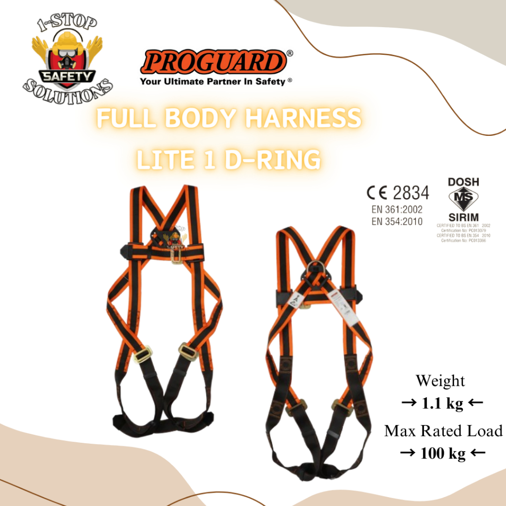 Proguard 1 D-Ring Full Body Harness Safety Belt PFP-FBH-108-LITE Fall Protection SIRIM DOSH ...