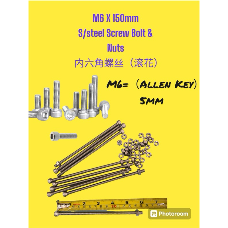 Ready Stock M6 Hex Socket Cap Head Screws 304 Stainless Steel SHINY ...