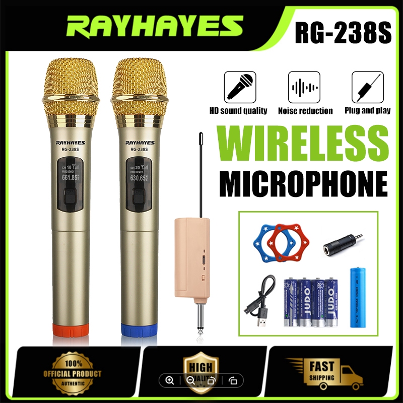 RAYHAYES RG-238S Professional Wireless Microphone UHF Dual Handheld ...