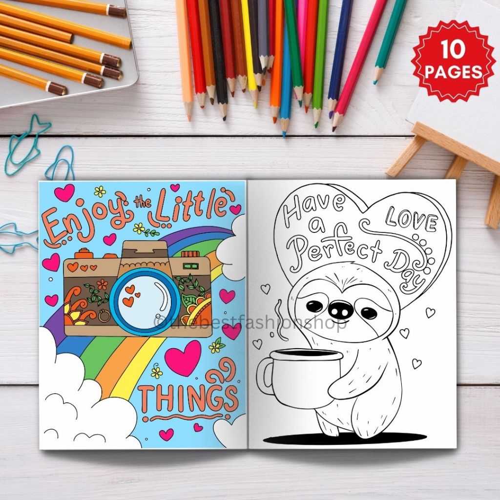 P066 [Softcopy PDF] 10 Enjoy Little Things Quotes Coloring Pages ...