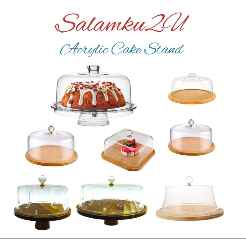 ACRYLIC CAKE STAND WOODEN TRAY MULTI FUNCTION CAKE STAND AND COVER ...