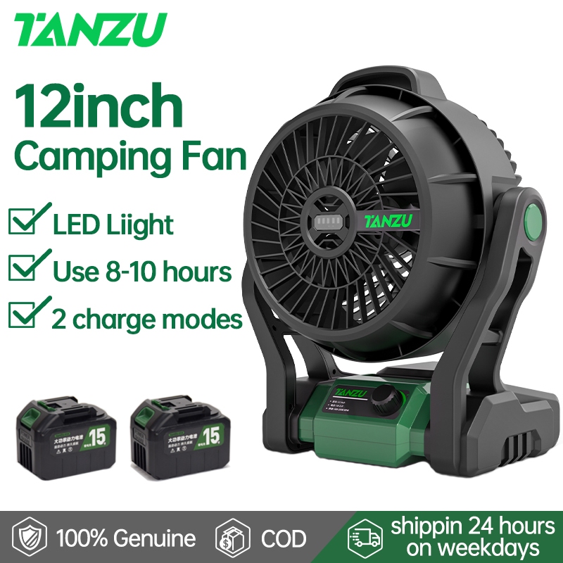 TANZU 12 inci Kipas Bateri Kipas Camping Cordless Fan 120° Adjustment ...