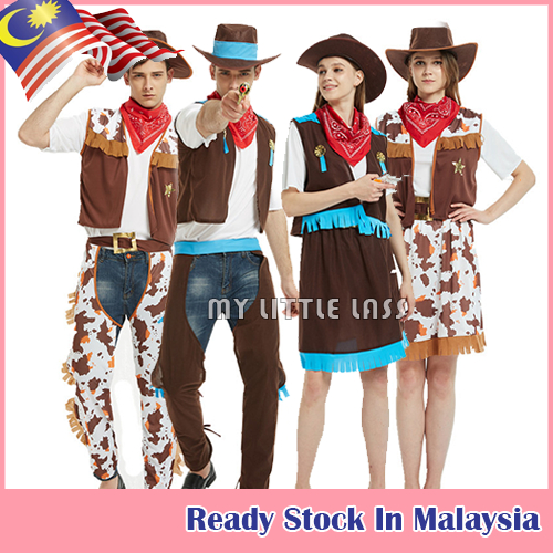 MYLITTLELASS Kostum Koboi Cosplay Cowboy Western Amerika Dewasa Lelaki ...
