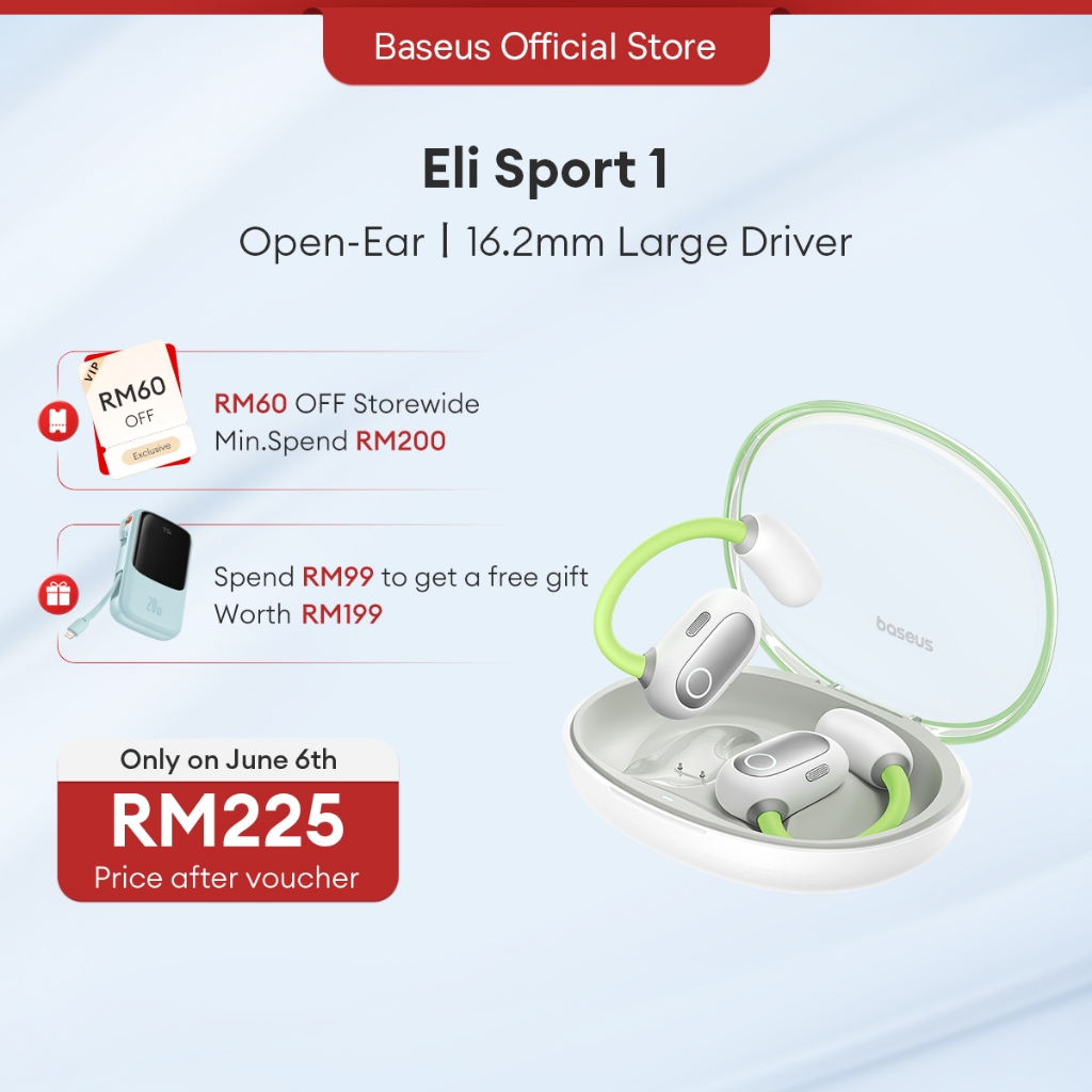 Baseus Eli Sport 1 Open Ear Earphones Bluetooth 5.3 OWS Air Conduction ...