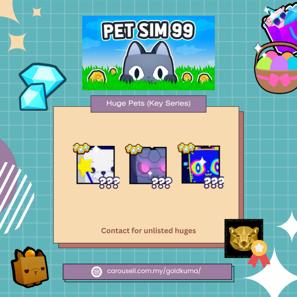 Huge Pets | PS99 | Pet Sim 99 | Pet Simulator 99 | Roblox | Shopee Malaysia