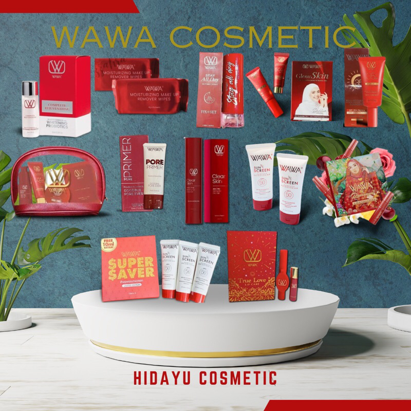 WAWA COSMETIC SET GLOW SKIN 3IN1/DUA EYELINER/BEAUTY ESSENCE/TISSUE ...