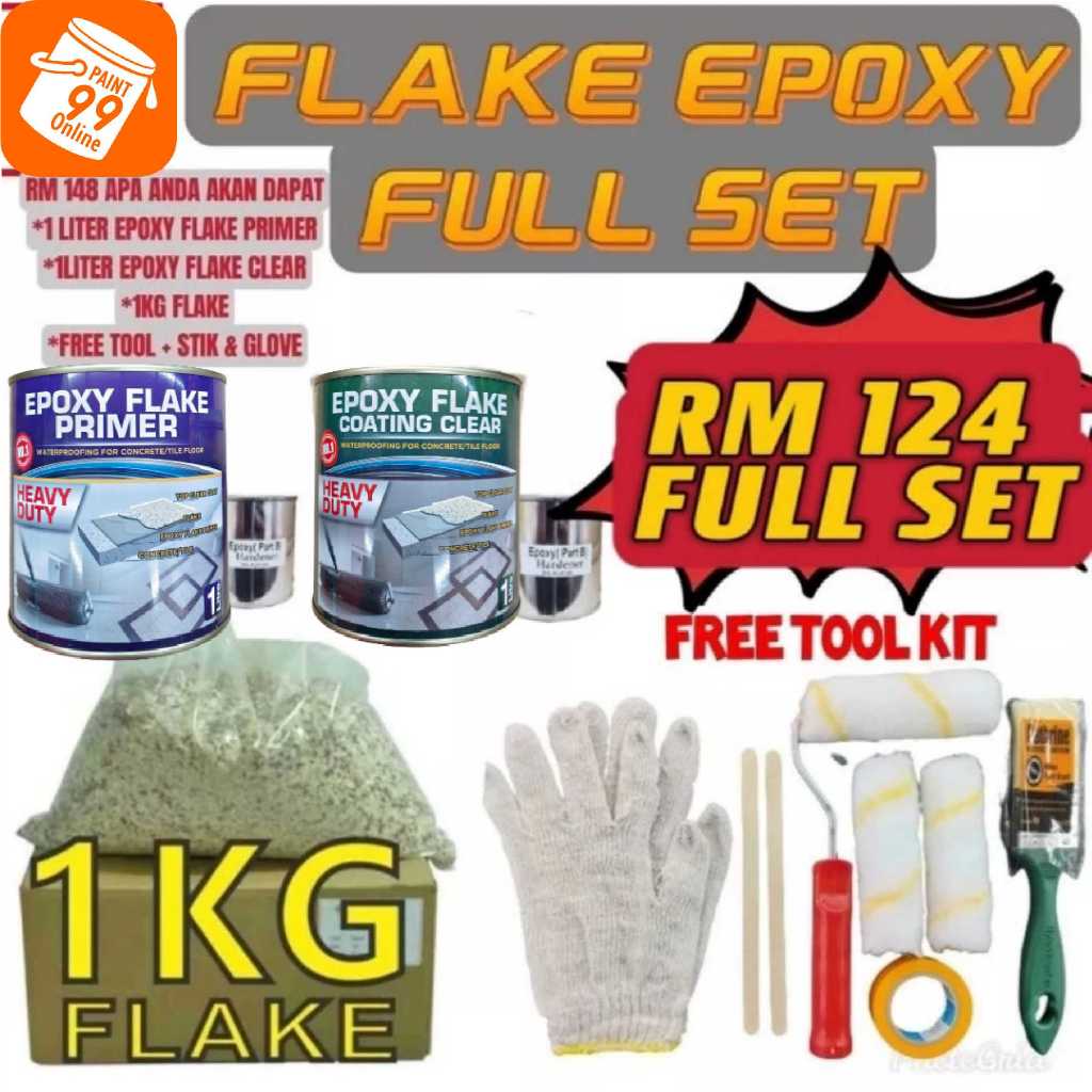 Full Set Epoxy Colour Flake Coating ( FREE TOOL / FLAKE / 1L PRIMER ...