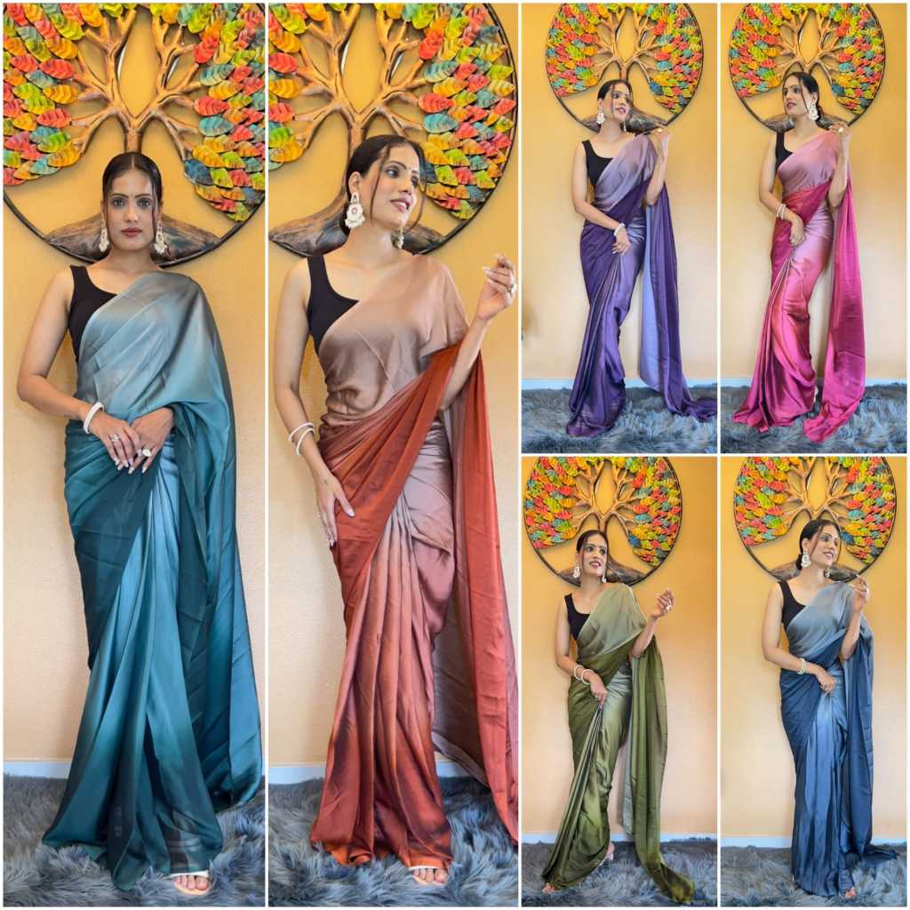 Beautiful 1 Min Ready To Wear Saree /Padding Colour Shade Readymade ...