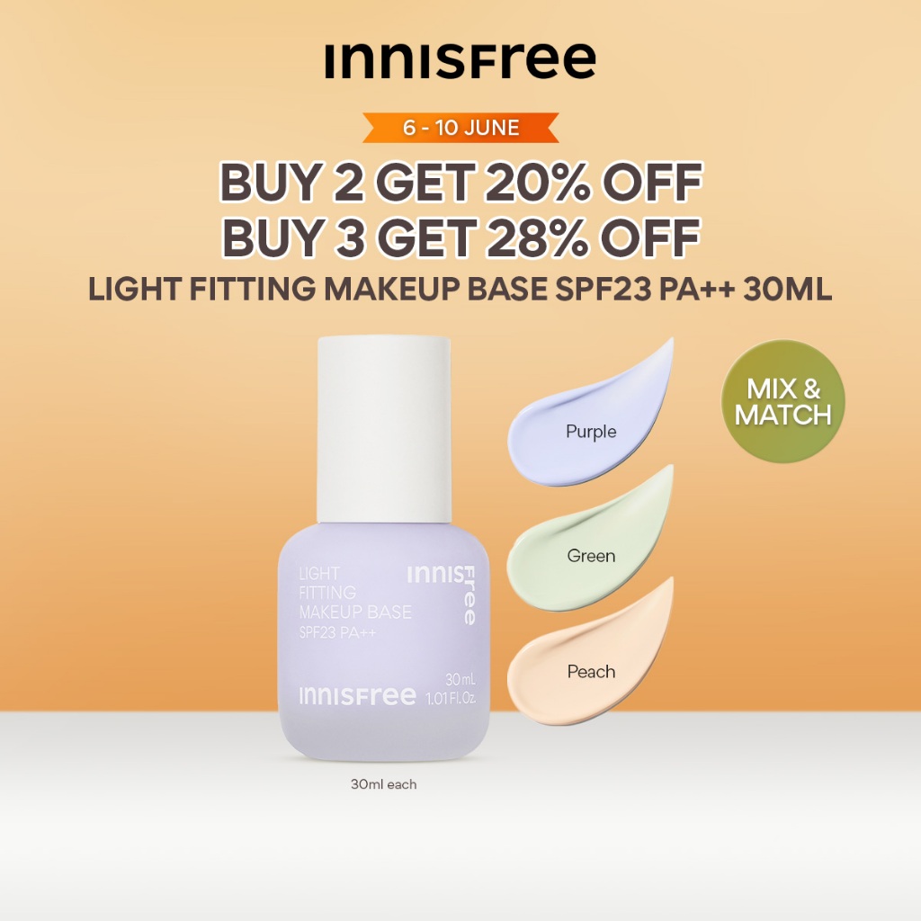[6 -10 JUN ONLY] INNISFREE Light Fitting Makeup Base SPF23 PA++ 30ml ...