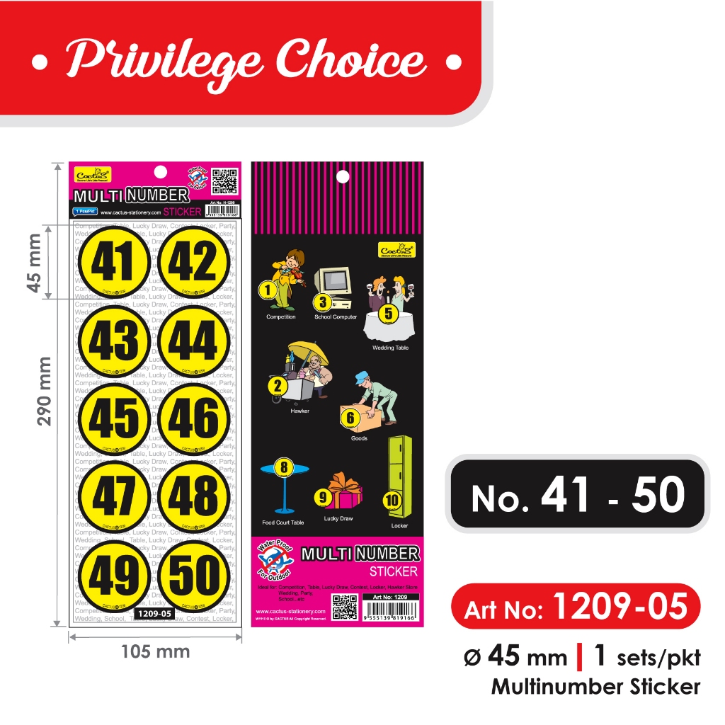 Round Numbering Sticker / Pelekat Nombor Meja / Counter Numbering ...