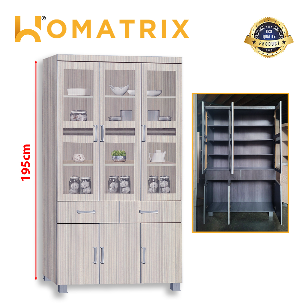 HOMATRIX Kitchen Cabinet Storage Glass Cabinet Almari Simpan Dapur Kaki ...