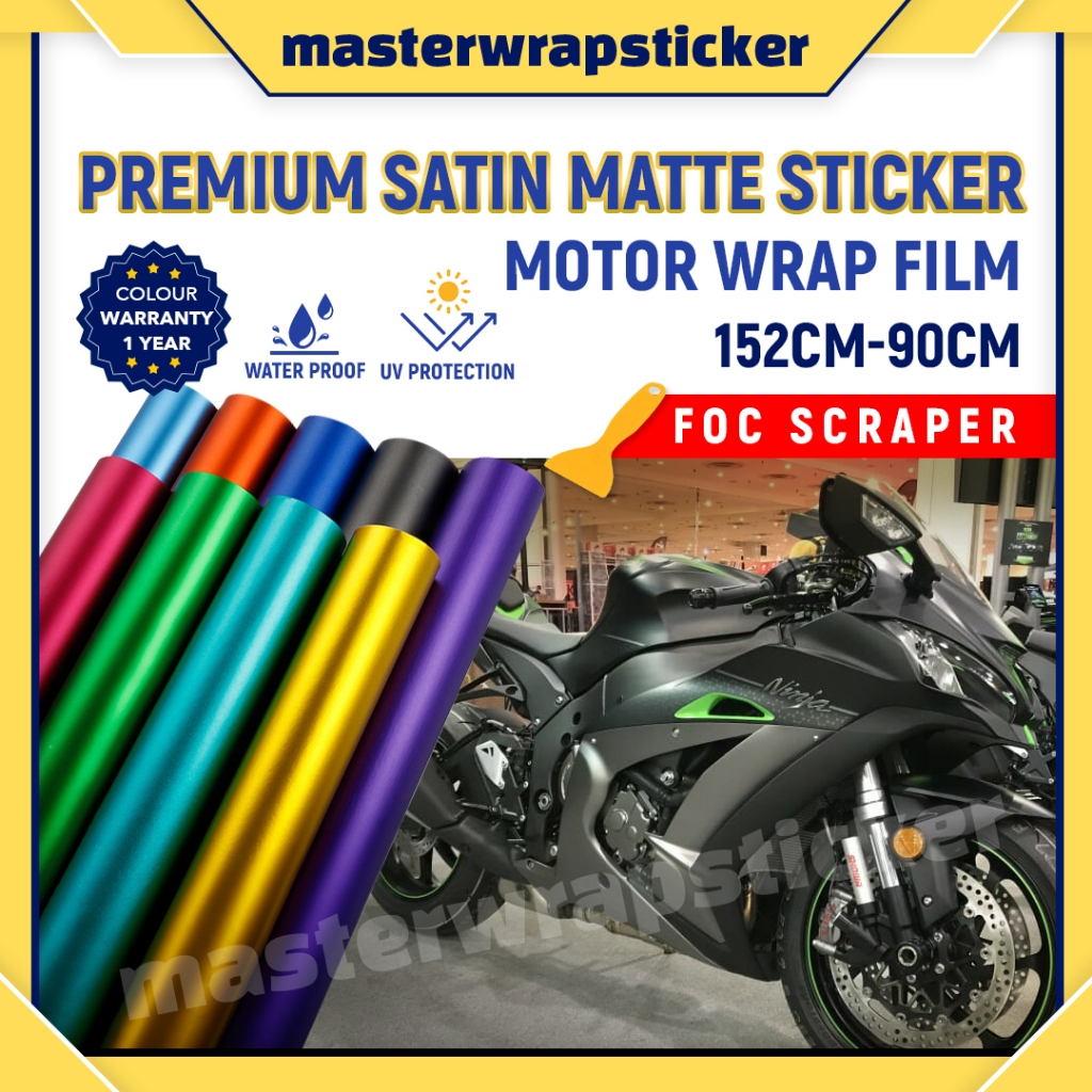 PREMIUM SATIN MATTE CHROME STICKER MOTOR(152CM-90CM)stiker moto ...