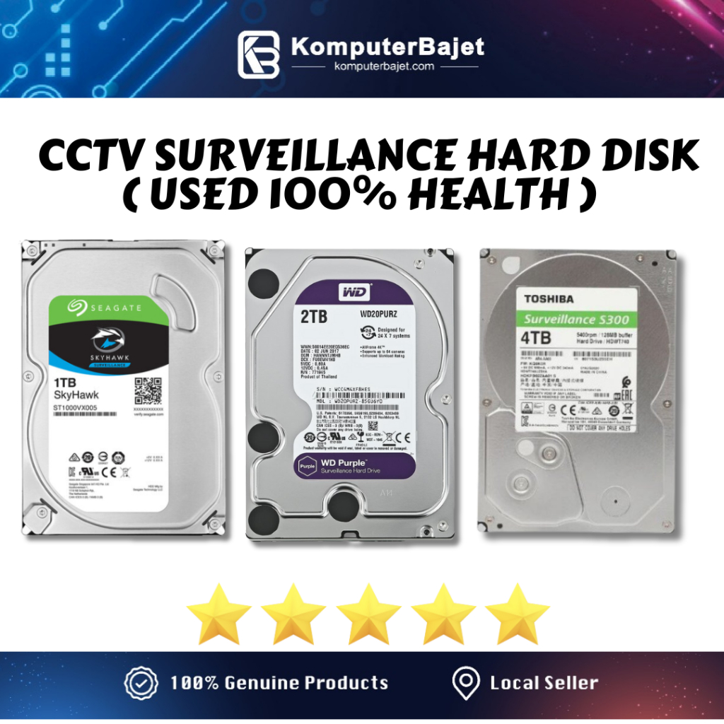 LOWEST PRICE !! 🔥HDD HARD DISK CCTV SURVEILLANCE DVR WD PURPLE TOSHIBA ...