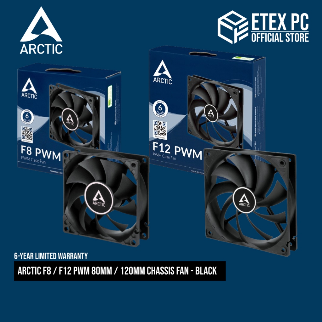 Arctic F8 / F12 PWM 80mm / 120mm Chassis Fan - Black # ACFAN00207A ...