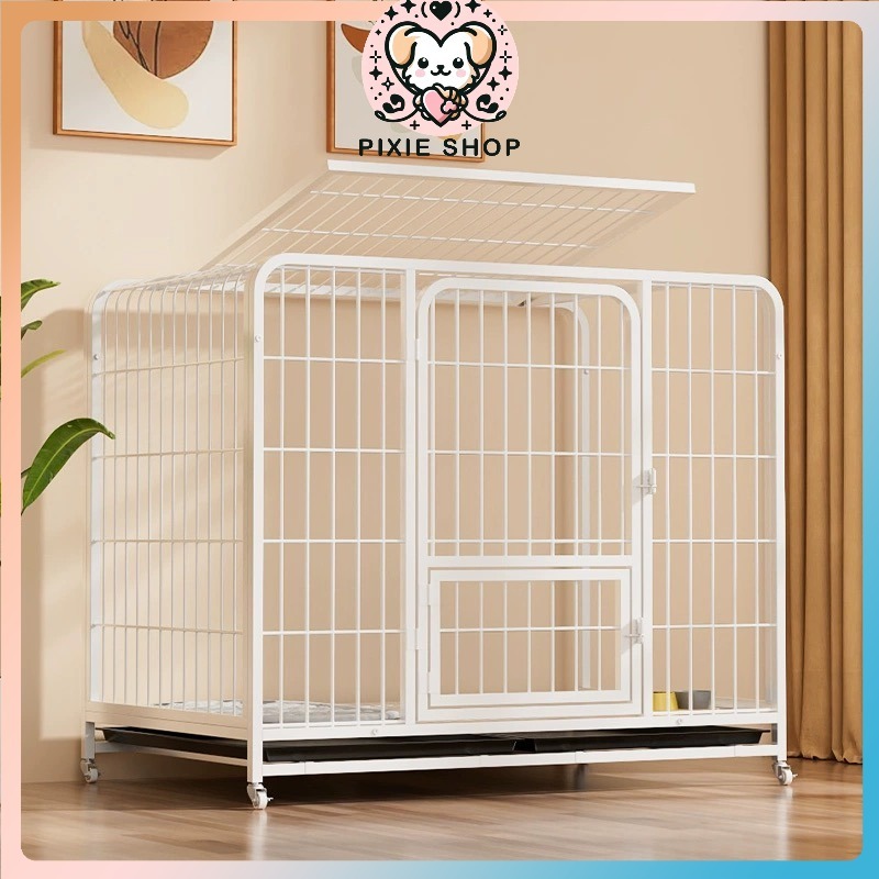 Pixie Shop~Mobile Square Tube Wire Dog Cage With Tray Pet Cage Indoor ...