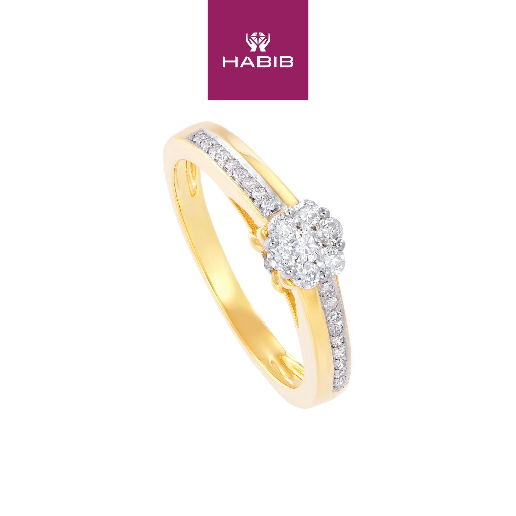 HABIB ADORE | Cluster Diamond Ring in 750/18K Yellow Gold 23523 ...