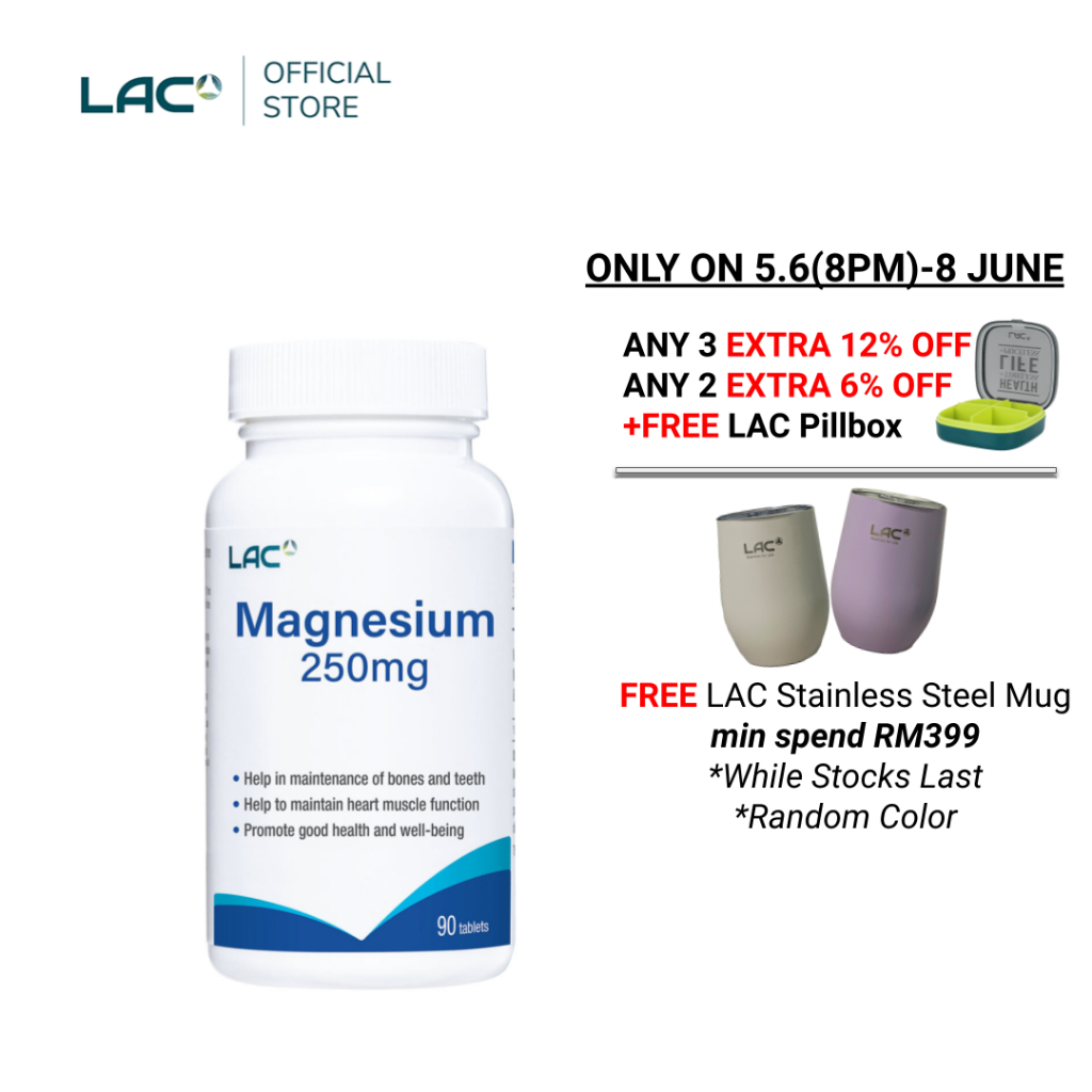 LAC Magnesium 250mg (90 Tablets) [Exp Nov 2026] 01404110 | Shopee Malaysia
