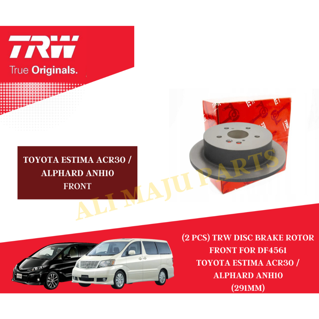 (2 pcs) TRW Disc Brake Rotor Front for DF4561 Toyota Estima ACR30 ...