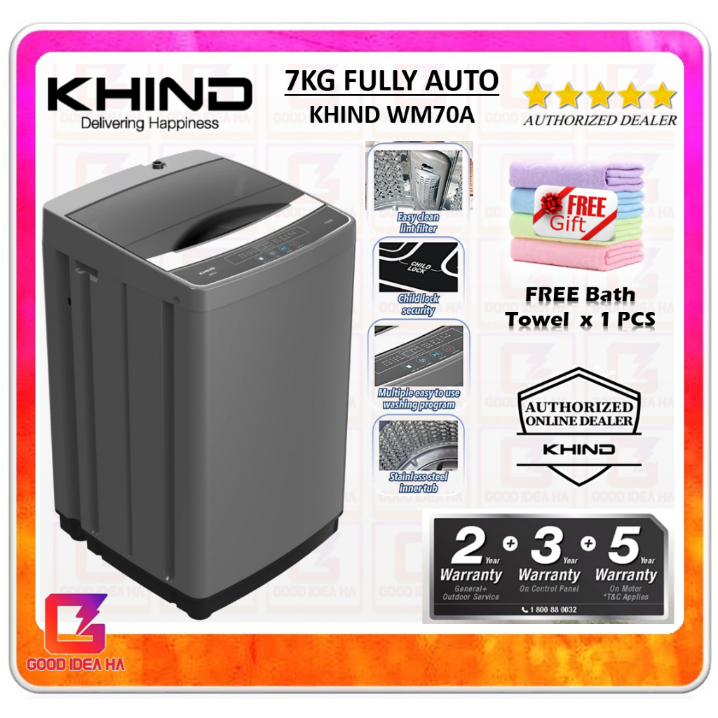 *FREE BATH TOWEL* KHIND 7kg Fully Auto Washing Machine WM70A | Shopee ...