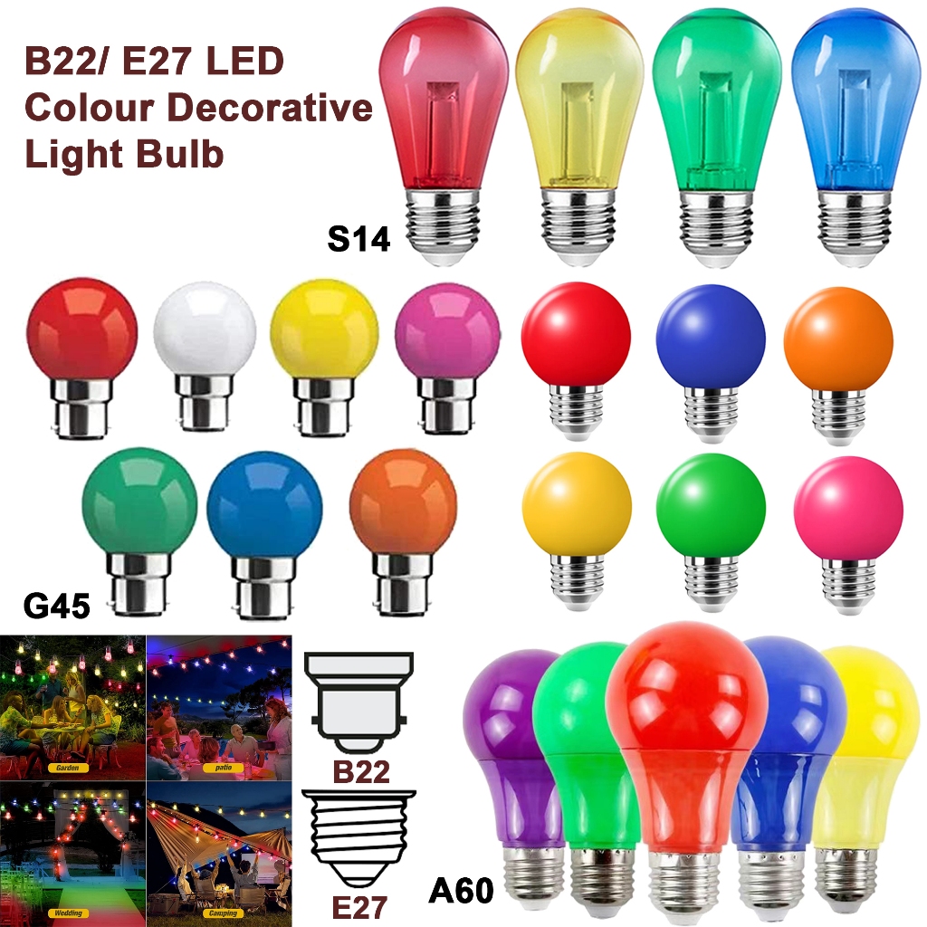 3H B22/E27 [3W/5W/10W] G40/G45/A60/S14 LED/Incandescent Filament Colour ...