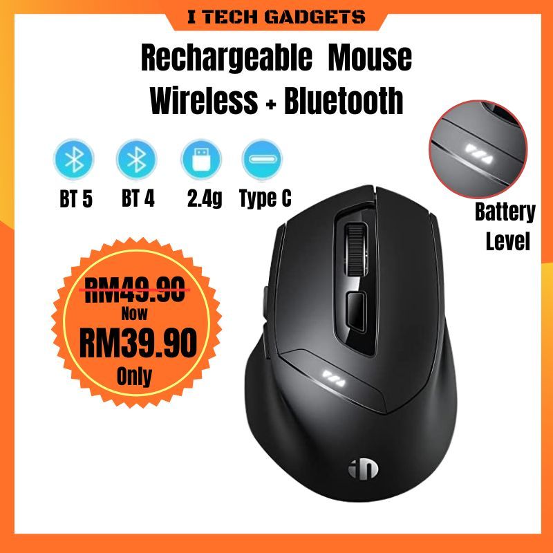 ITECHGADGETS INPHIC DR6 Mouse Wireless Bluetooth Mouse Rechargeable ...