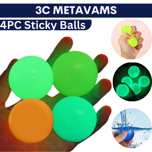 4PC Sticky Balls for Adults and Kids Glow in The Dark Ceiling Balls ...
