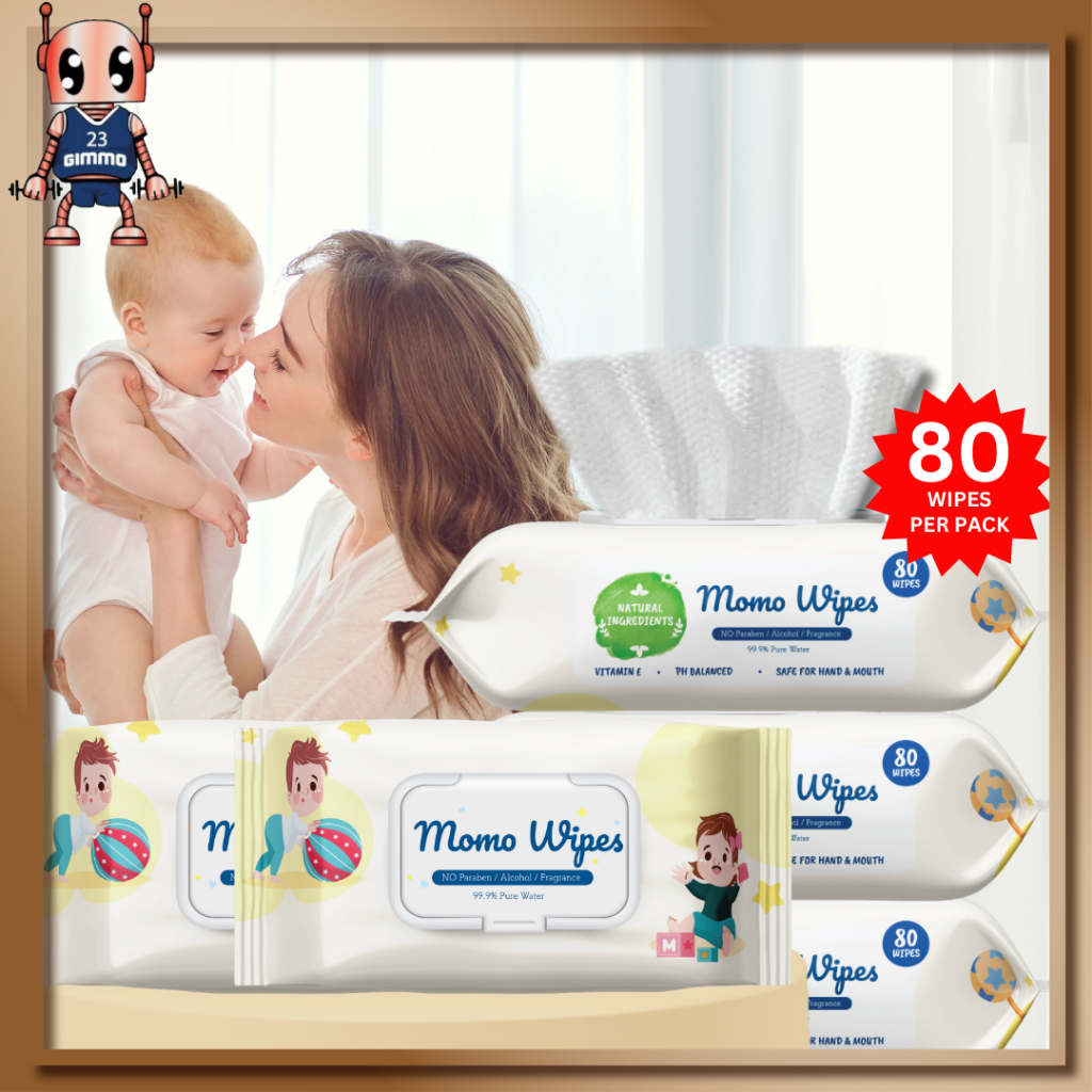 80pcs Momo Non Alcohol Wet Tissue Basah Baby Wet Wipes Tisu Basah Baby ...