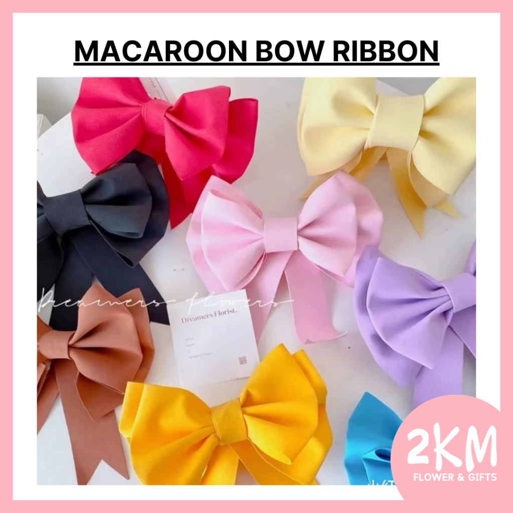 MACAROON BOW RIBBON Reben Riben Gift Satin Organza Flower Bouquet Happy ...