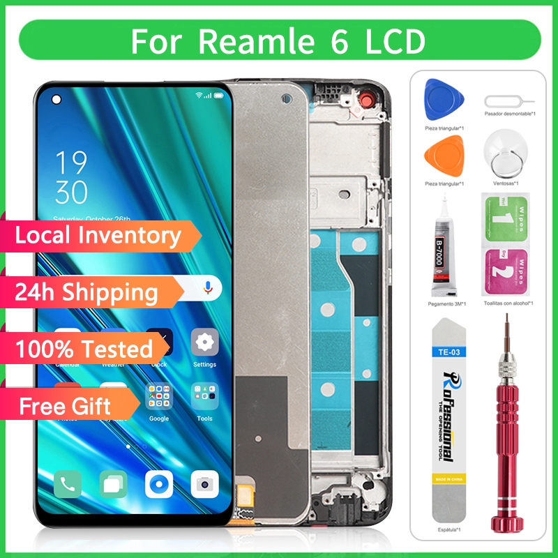 Original LCD with Frame For Realme 6 / 6S / 7 /Q2 / NARZO 20 PRO LCD Display Touch Screen ...