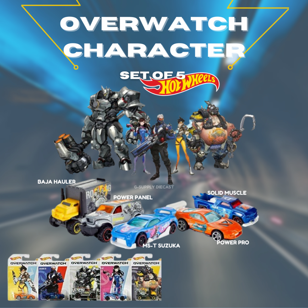 HOT WHEELS Overwatch Gaming Series Character Set of 5 Die-Cast Mst ...