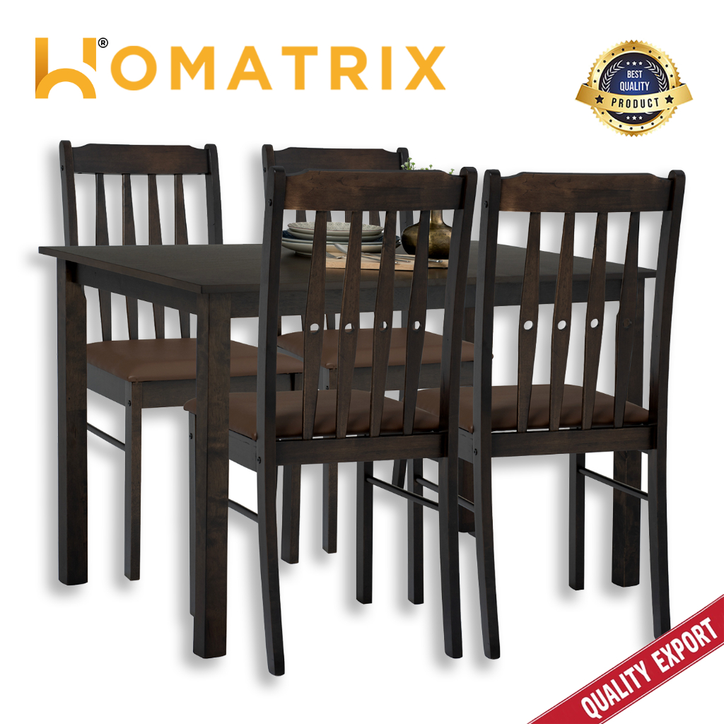 HOMATRIX Wooden 1+4 Dining Table Set Scandinavian 4 Seater Meja Makan ...