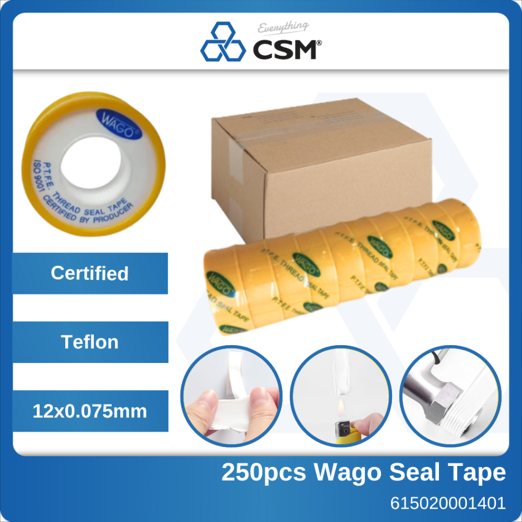 250Pcs WAGO PTFE Teflon Thread Seal Tape (Extra Long) White Seal Tape ...