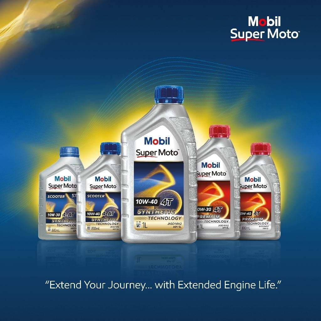 MOBIL Moto Engine Oil Semi / Fully Synthetic 4T Racing Scooter Oil ...