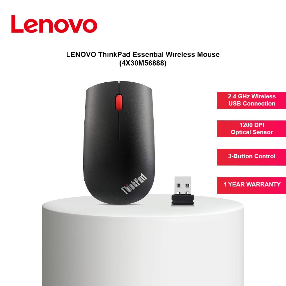 Lenovo ThinkPad Essential Wireless Mouse (Black) - 4X30M56888 | Shopee ...