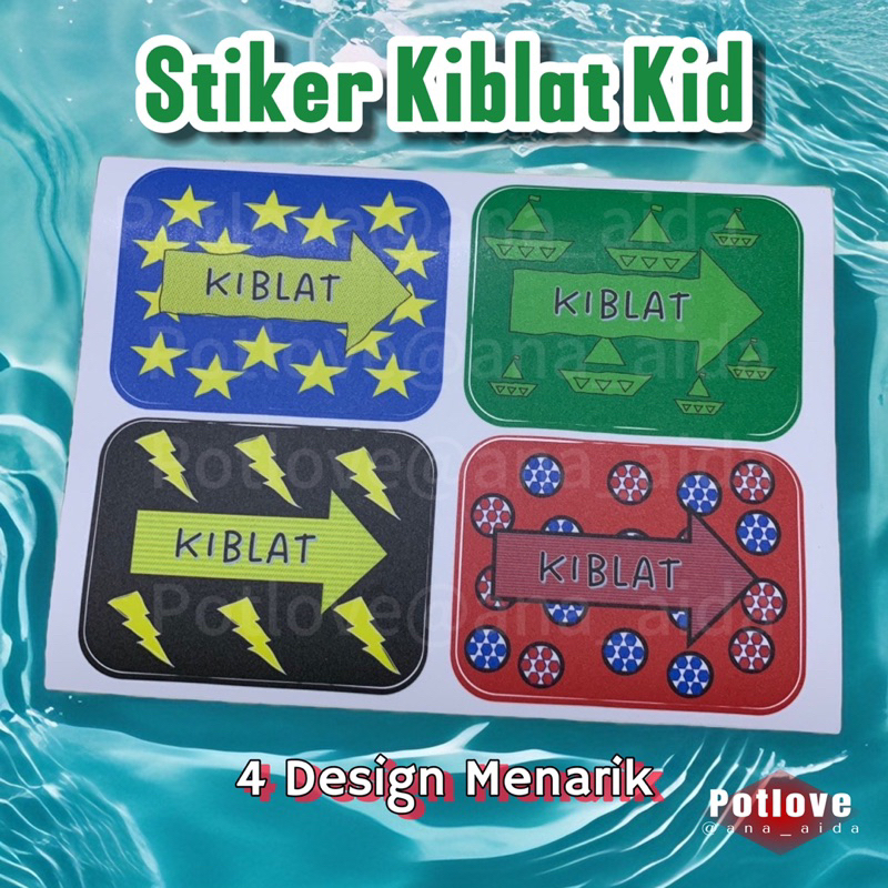 Sticker Tanda Arah Kiblat Kanak-Kanak Lelaki 4 Design Comel (Sesuai ...