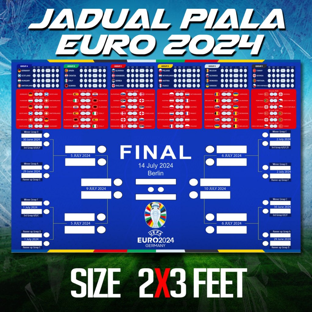 POSTER JADUAL PIALA EURO 2024 2x3 KAKI | Shopee Malaysia