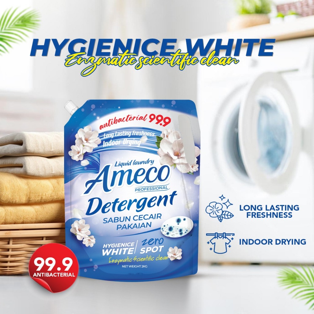 Ameco Professional Hygienic White Zero Spot 2KG Indoor Drying | Shopee ...