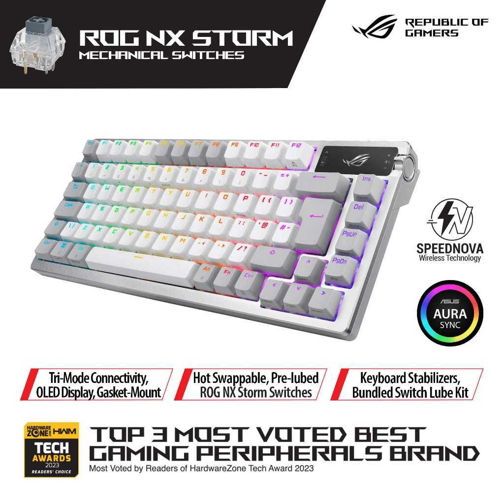 ASUS ROG Azoth M701 75 Wireless DIY Custom Gaming Keyboard,OLED display ...
