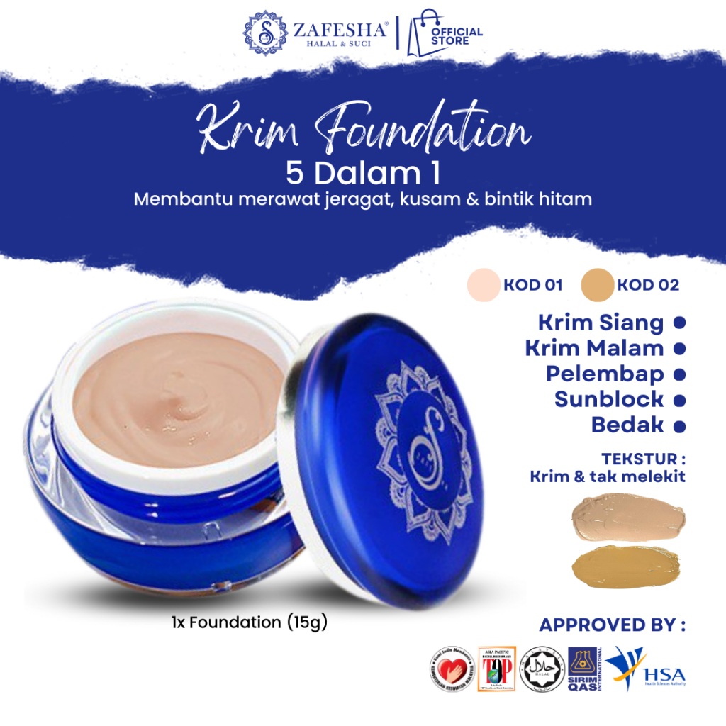 Zafesha Simply Foundation : Krim Jeragat Kusam 5 Dalam 1 - Krim Siang ...