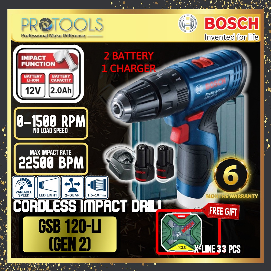 BOSCH GSB 120-LI GEN2 (GSB120-LI / GSB120 / GSB120LI) CORDLESS IMPACT ...