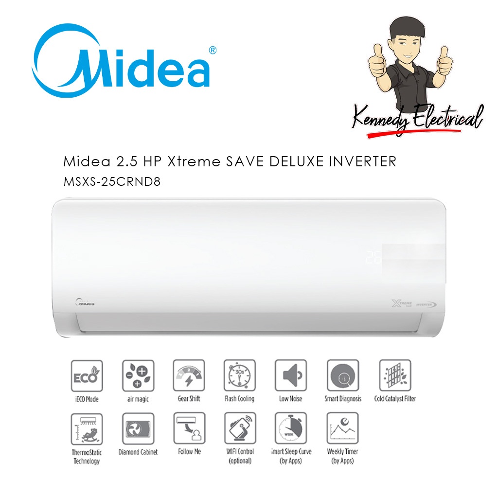 Midea R32 2.5 HP Xtreme SAVE DELUXE INVERTER MSXS-25CRND8 | Shopee Malaysia