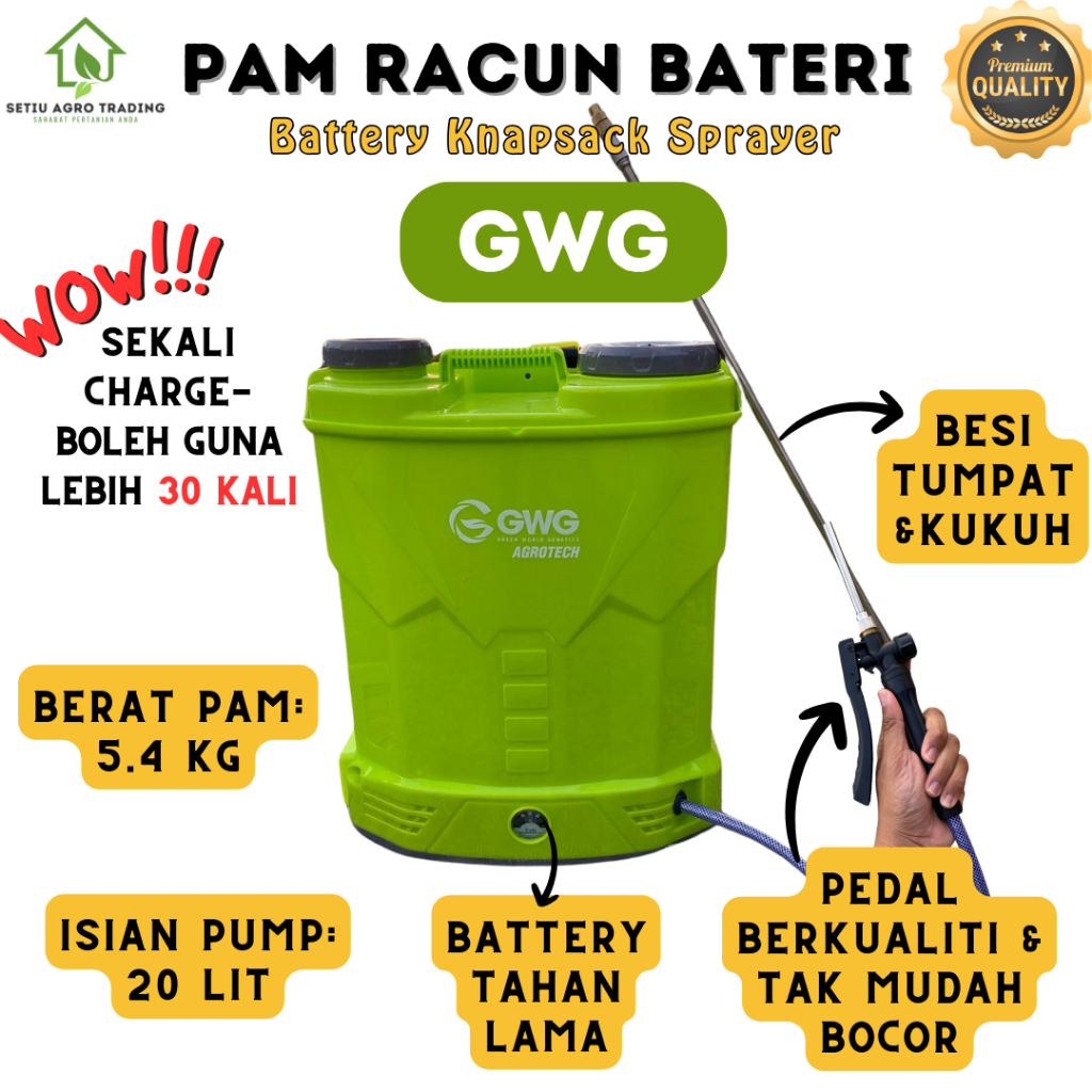 PAM RACUN BATERI | Battery knapsack sprayer | 20L | GWG AGROTECH |Pump ...