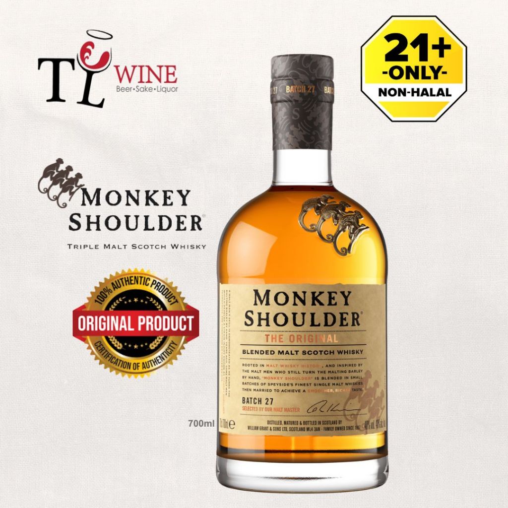 Monkey Shoulder Original Blended Malt Scotch Whisky 700ml (40%) 100% Original, Duty paid ...