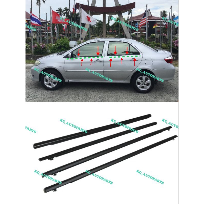 Toyota Vios ncp42 2003 - 2007 Door Glass Moulding Lining Rubber Outer ...
