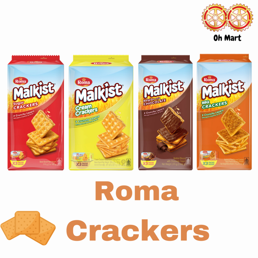 Roma Malkist Cream Crackers/Sugar Crackers/Chocolate/BBQ- 360g/315g ...