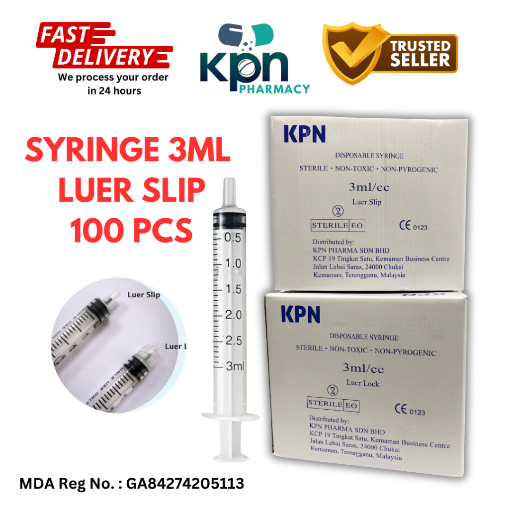 Disposable Luer Slip Syringe Picagari 3ml 100pcs/box (EXP DATE:05/28) | Shopee Malaysia