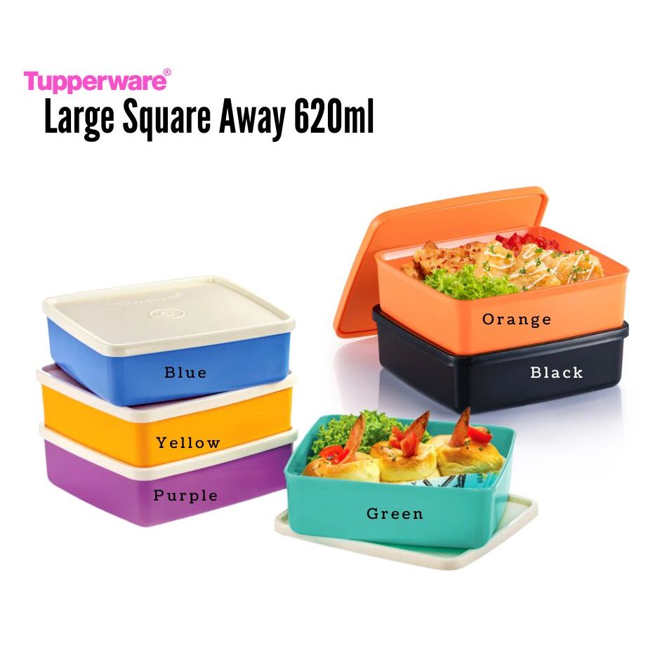 Tupperware Large Square Away 620ml Bekal Makanan Sekolah Food Container ...