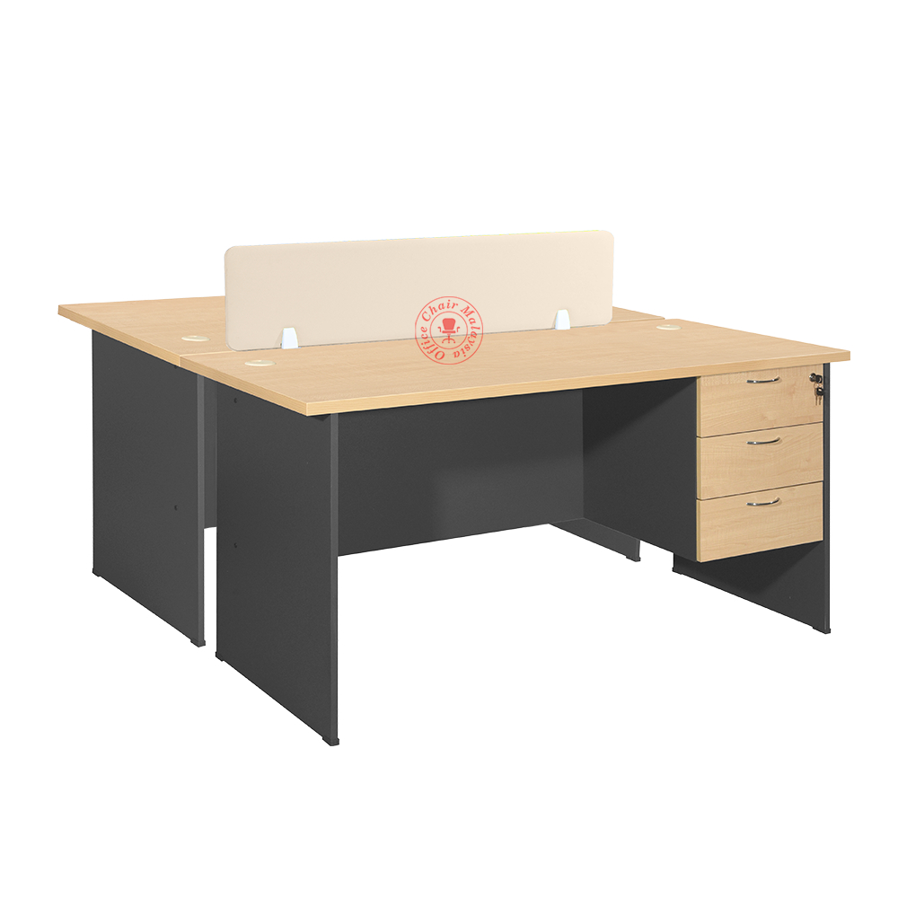Cluster of 2 Workstation Office Table with Hanging Drawer | Meja ...