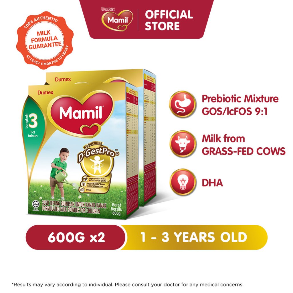 Mamil Step 3 Growing Up Milk Formula 1-3 years (600g x 2) (Susu, Milk ...
