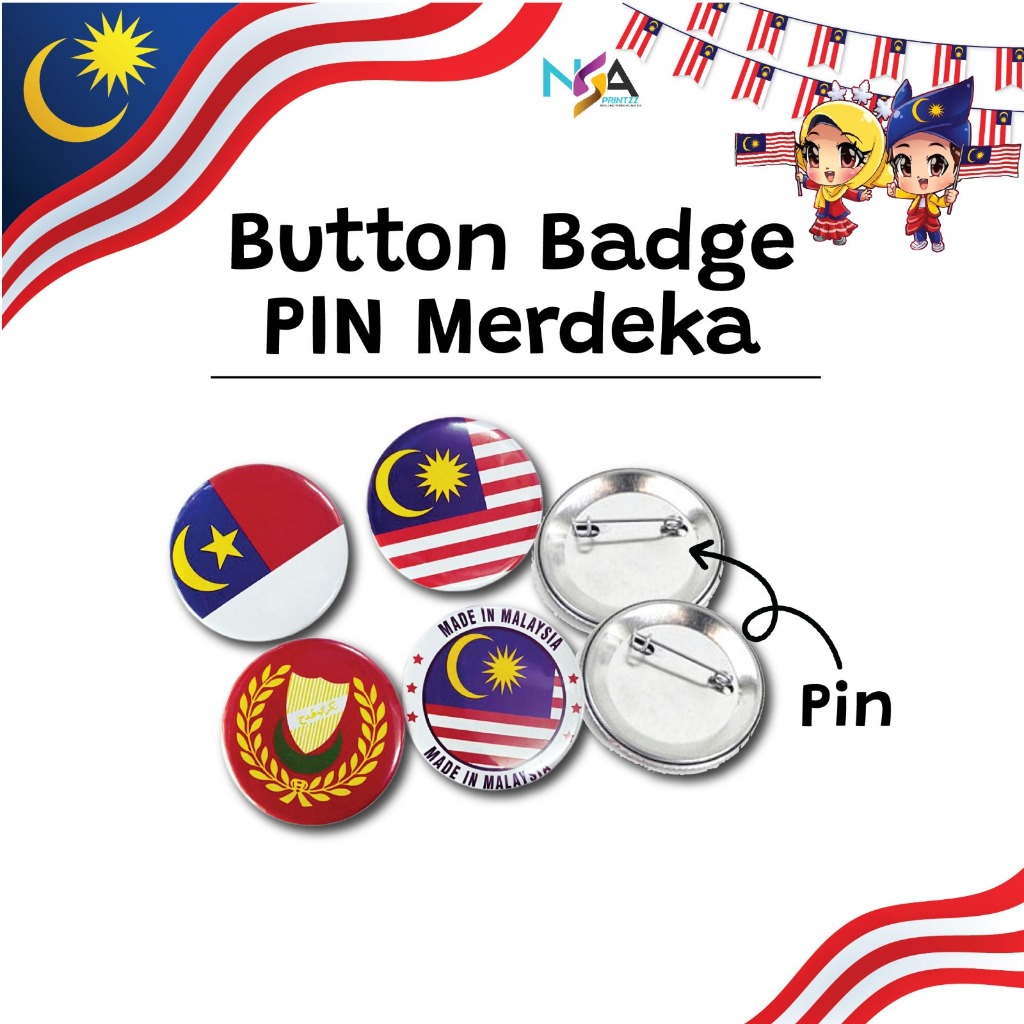 Button Badge Pin Merdeka. Aksesori Kemerdekaan Malaysia | Shopee Malaysia